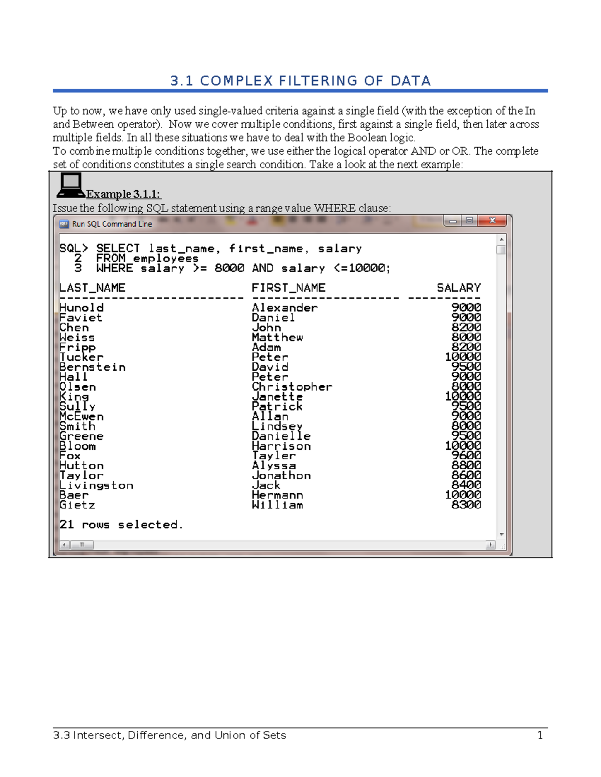 Chapter 3 - Advanced SQL Complex Filtering Techniques - Studocu