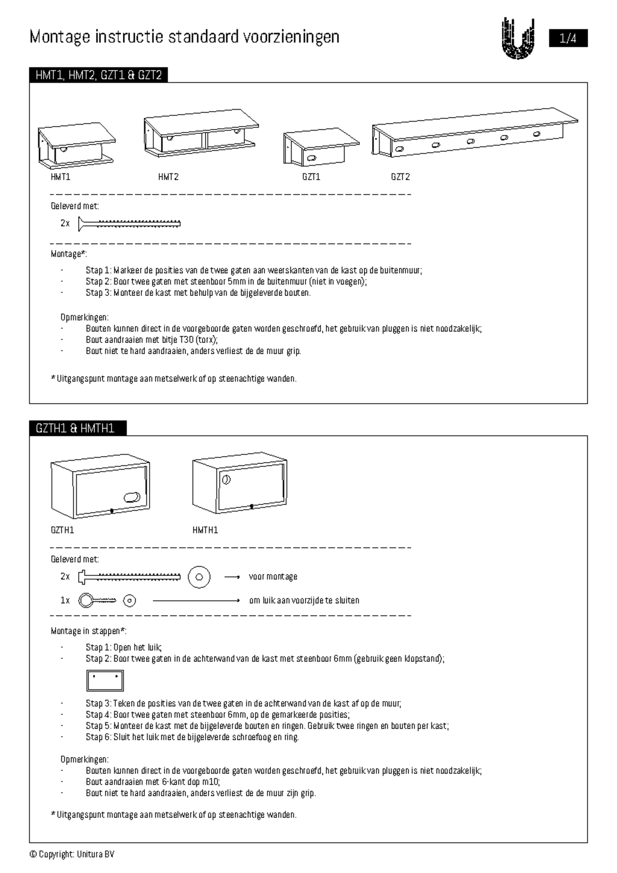 Montage instructie - Frffr - GZTH1 & HMTH HMT1, HMT2, GZT1 & GZT GZTH1 ...