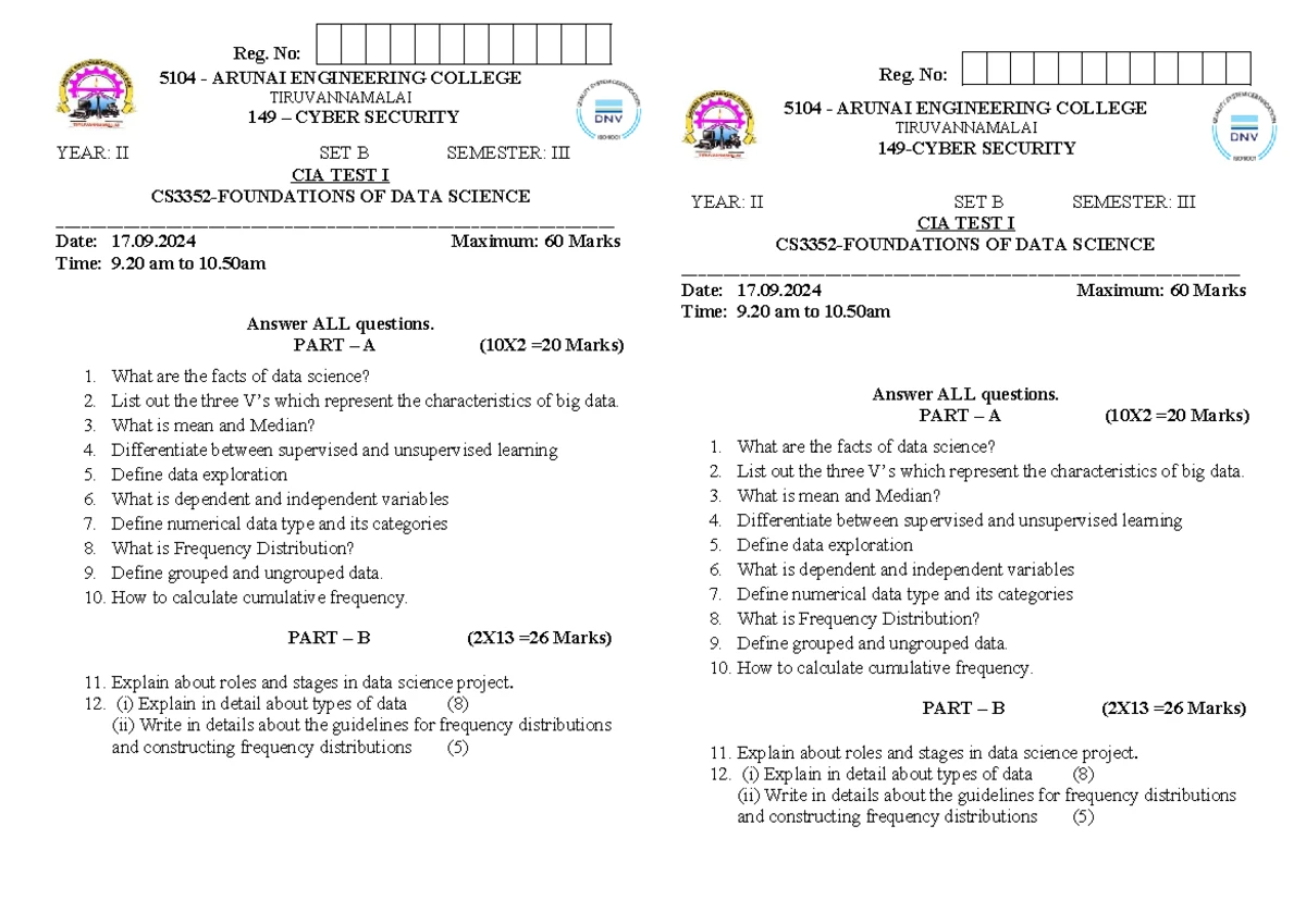 Cs3352 Lesson Plan: Foundations of Data Science Units Overview - Studocu