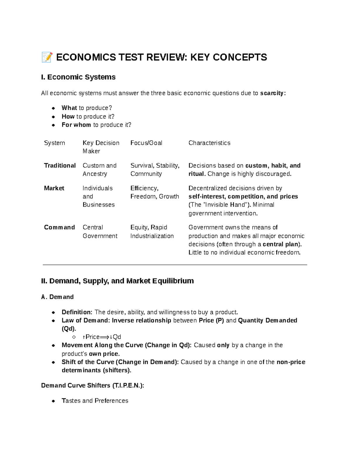 UNIT 1 TEST Review & Practise Questions - Google Docs - 📝 ECONOMICS ...