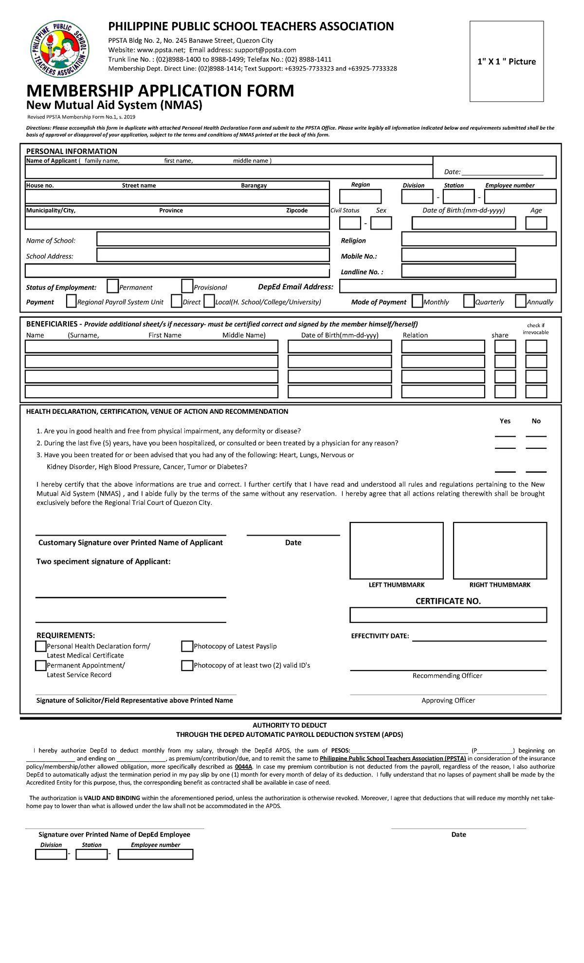 NMAS-2021 - Membership Application Form for PPSTA Members - Studocu