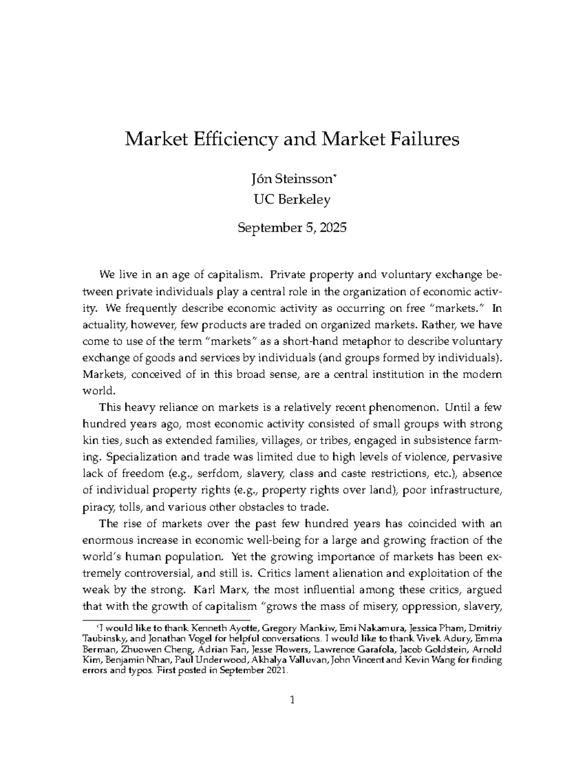 Market Efficiency and Failures: Insights from UC Berkeley Notes - Studocu