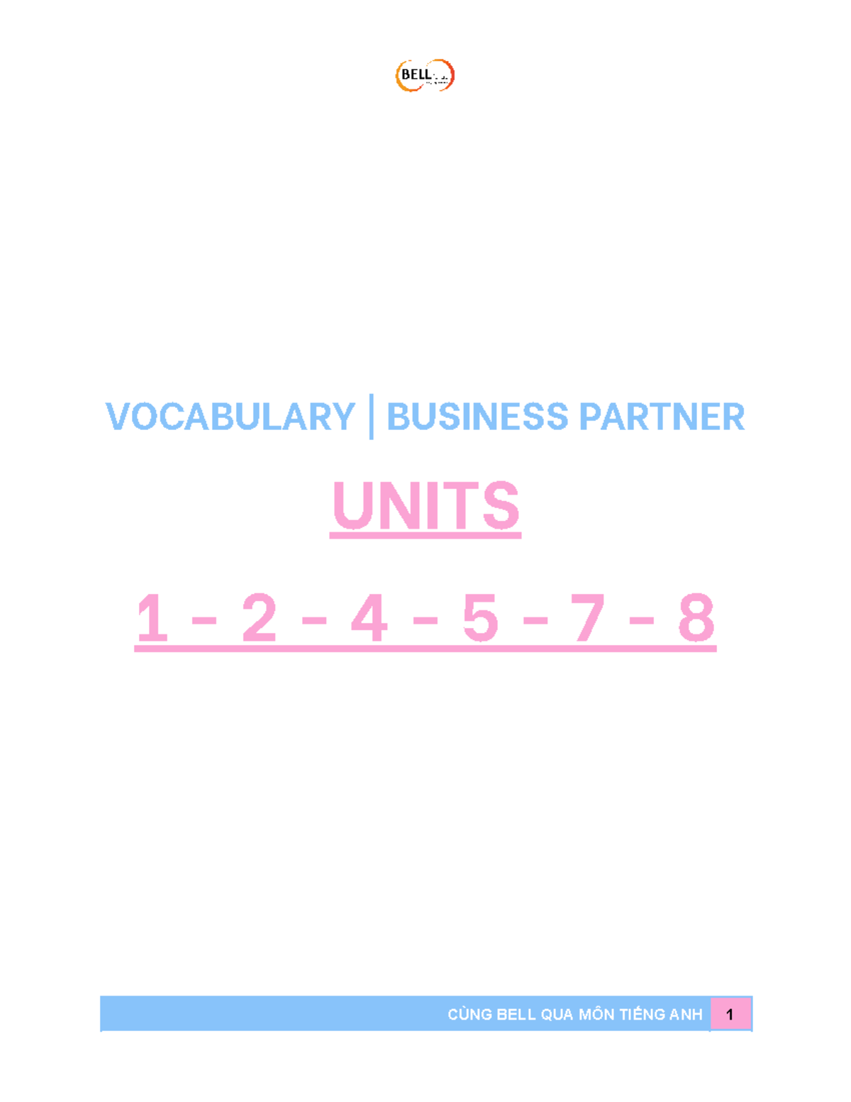 VOCABULARY FOR BUSINESS PARTNER UNITS IN ENGLISH 1-11 - Studocu