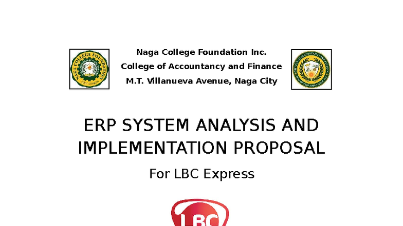 ERP System Analysis and Implementation Proposal for LBC Express (APC 6 ...