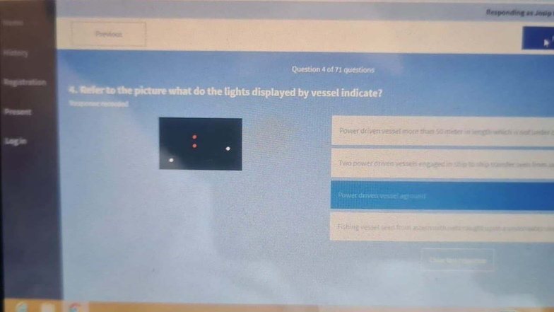 Lights Indicating Vessel Status: Question Set for Navigation (Course ...