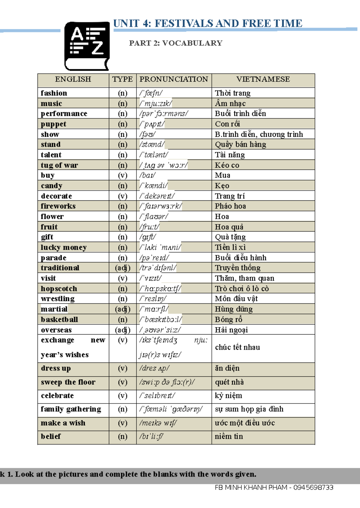 Unit 4. Review and Practice - ENGLISH TYPE PRONUNCIATION VIETNAMESE ...
