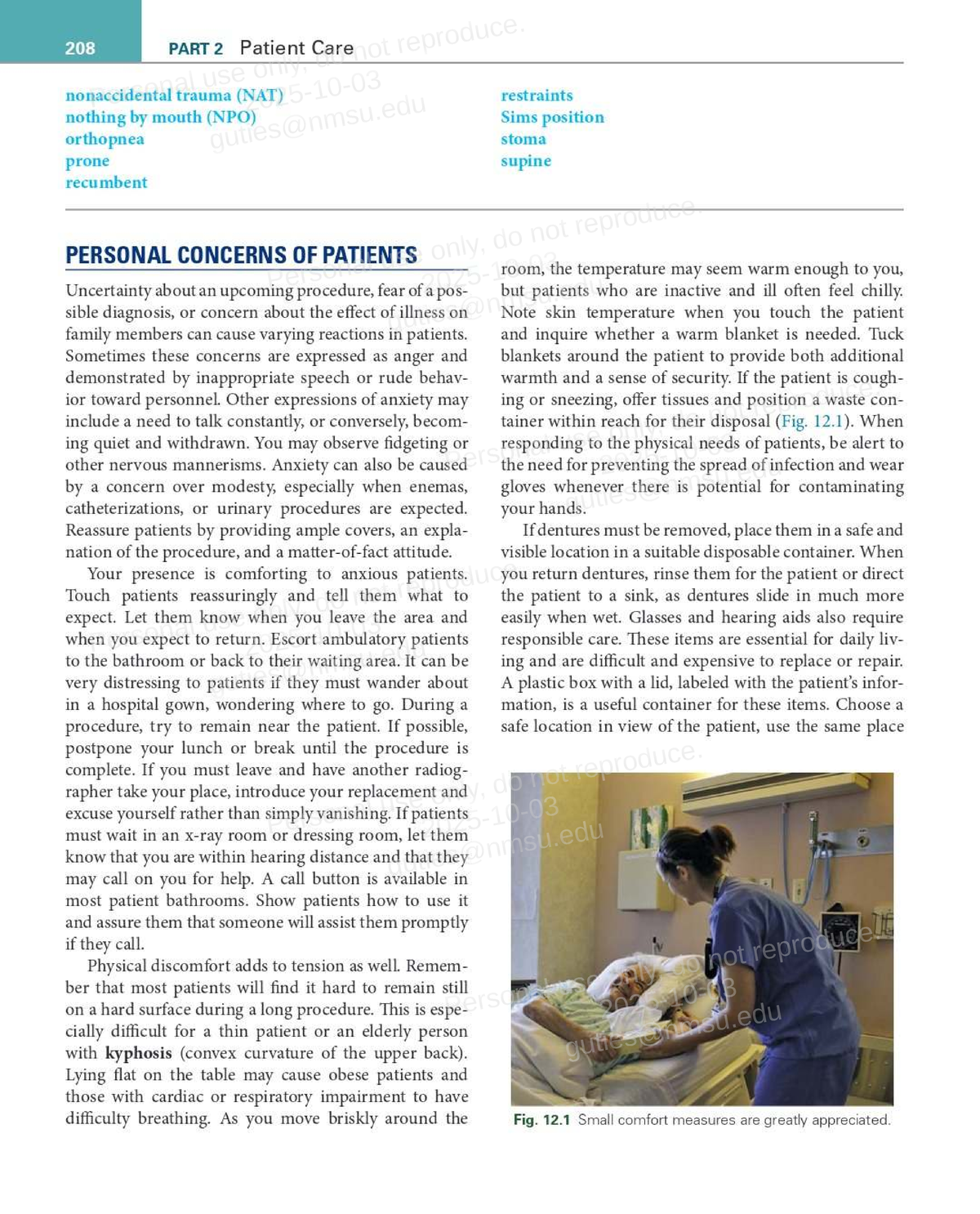 Patient Care Essentials: Chapter 12 - Addressing Patient Needs (NAT ...