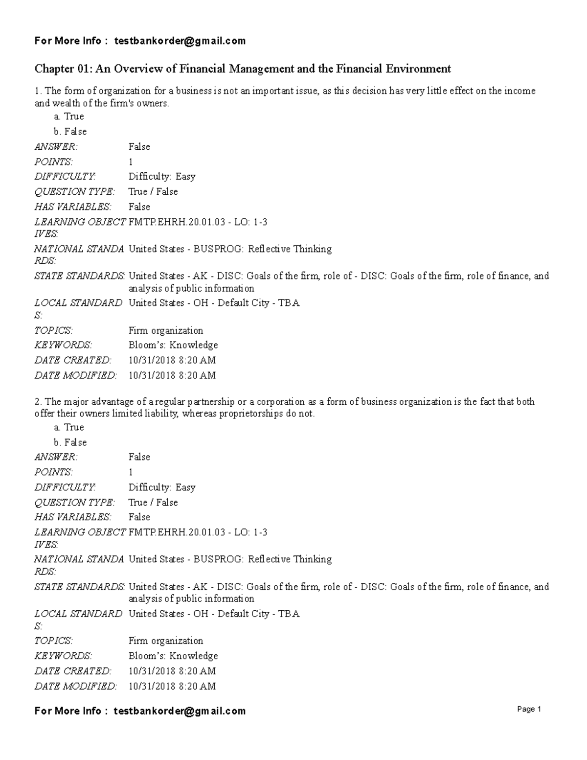 Test Bank and Solutions For Financial Management Theory & Practice 16th ...