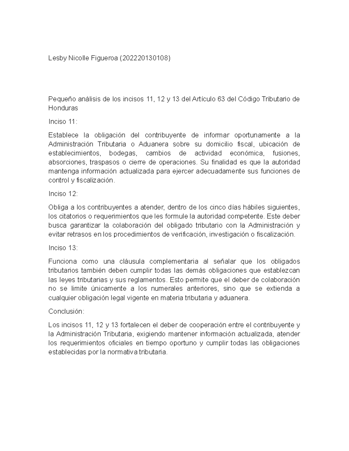 Análisis de los Incisos 11, 12 y 13 del Artículo 63 del Código ...