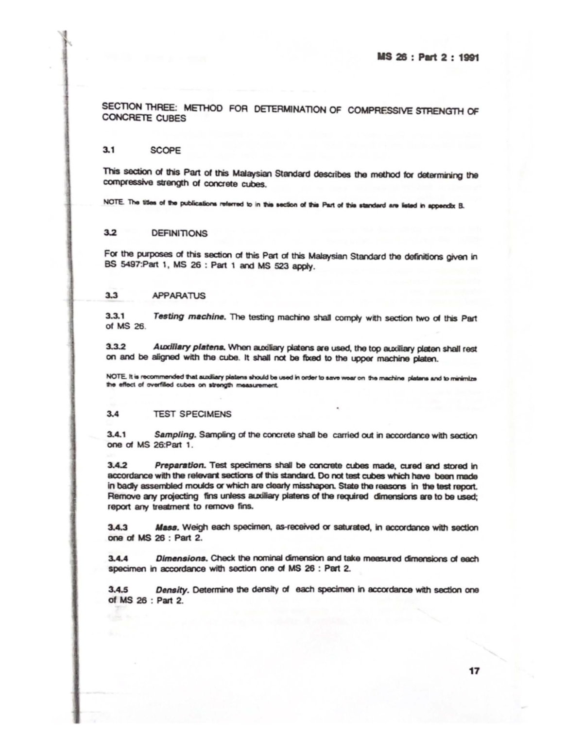Procedure for Testing Compressive Strength of Concrete Cubes (MS 26 ...