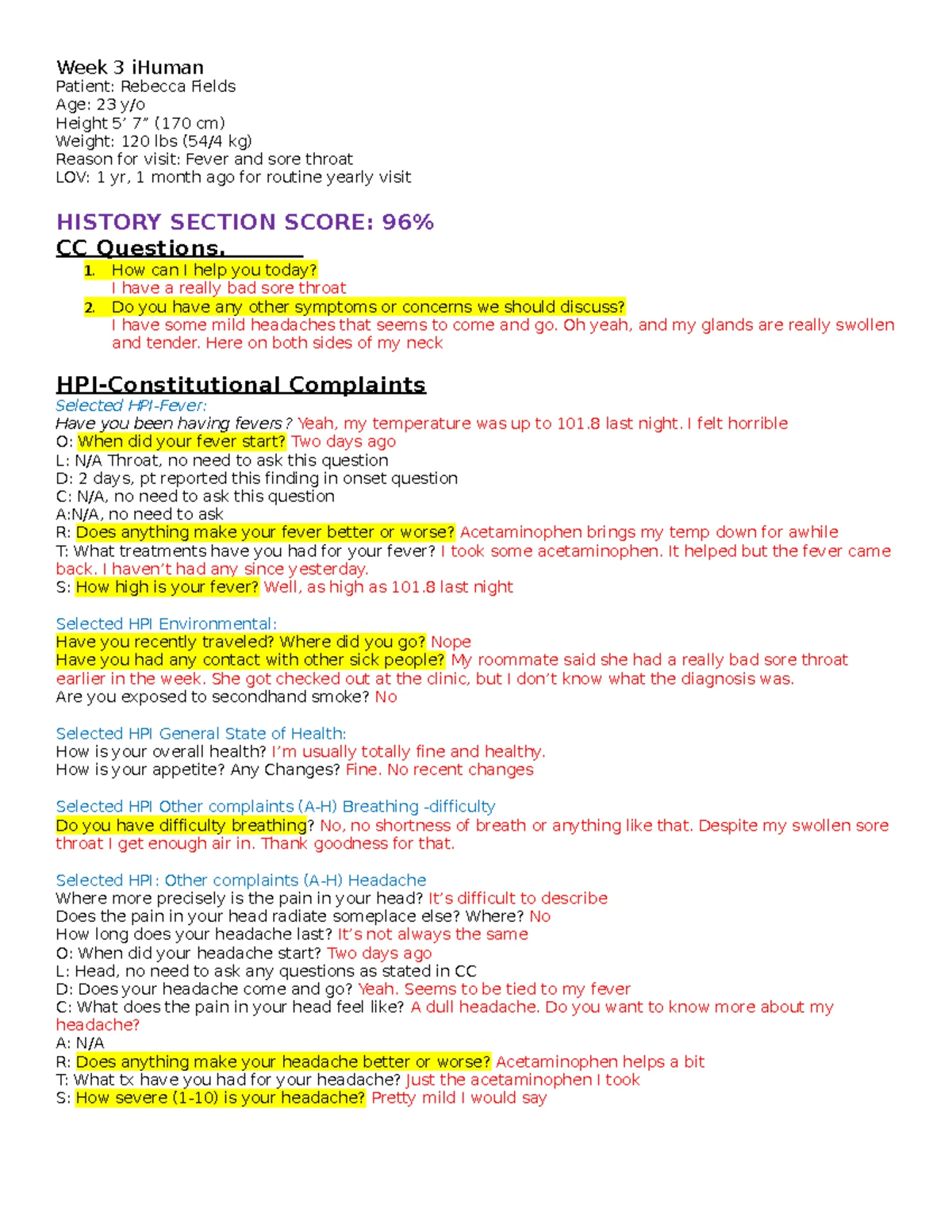 NR603 Week 3 Case Study: Patient Joseph Camella's Encounter Notes - Studocu