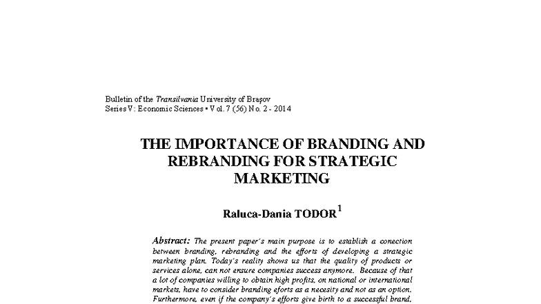 The Importance of Branding and Rebranding in Strategic Marketing (ECO ...