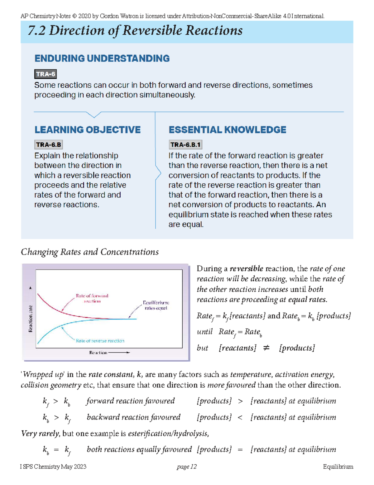 AP Chemistry Notes: Equilibrium & Reversible Reactions (2020) - Studocu