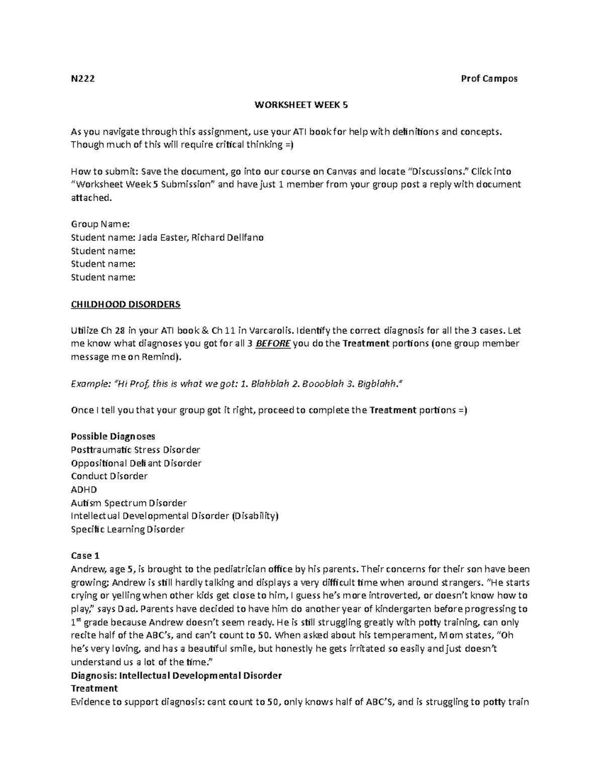 Worksheet Week 5 - notes - N222 Prof Campos WORKSHEET WEEK 5 As you ...