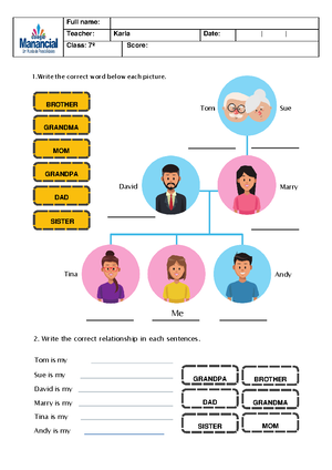 Family Members Coloring Worksheet in Blue Simple Lined Style - lINGUA ...