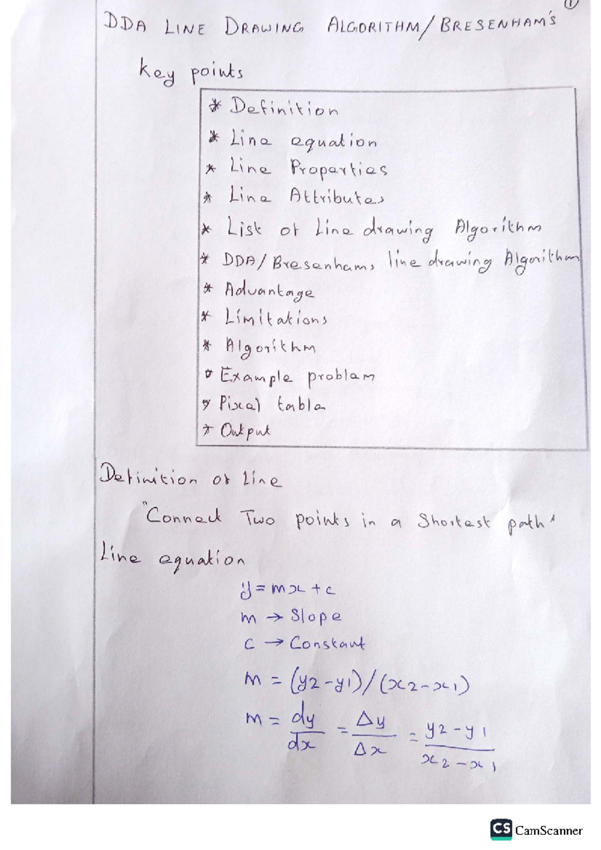 DDA & Bresenham's Line Drawing Algorithms Overview (CS) - Studocu
