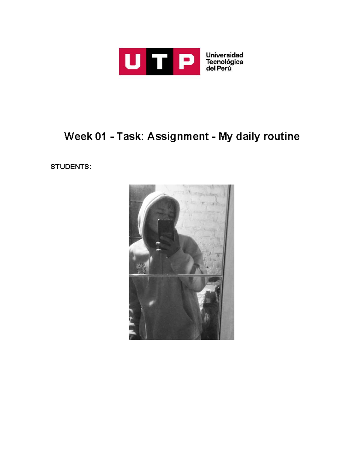 Week 01 Task: My Daily Routine Assignment - EDISON SALCEDO - Studocu