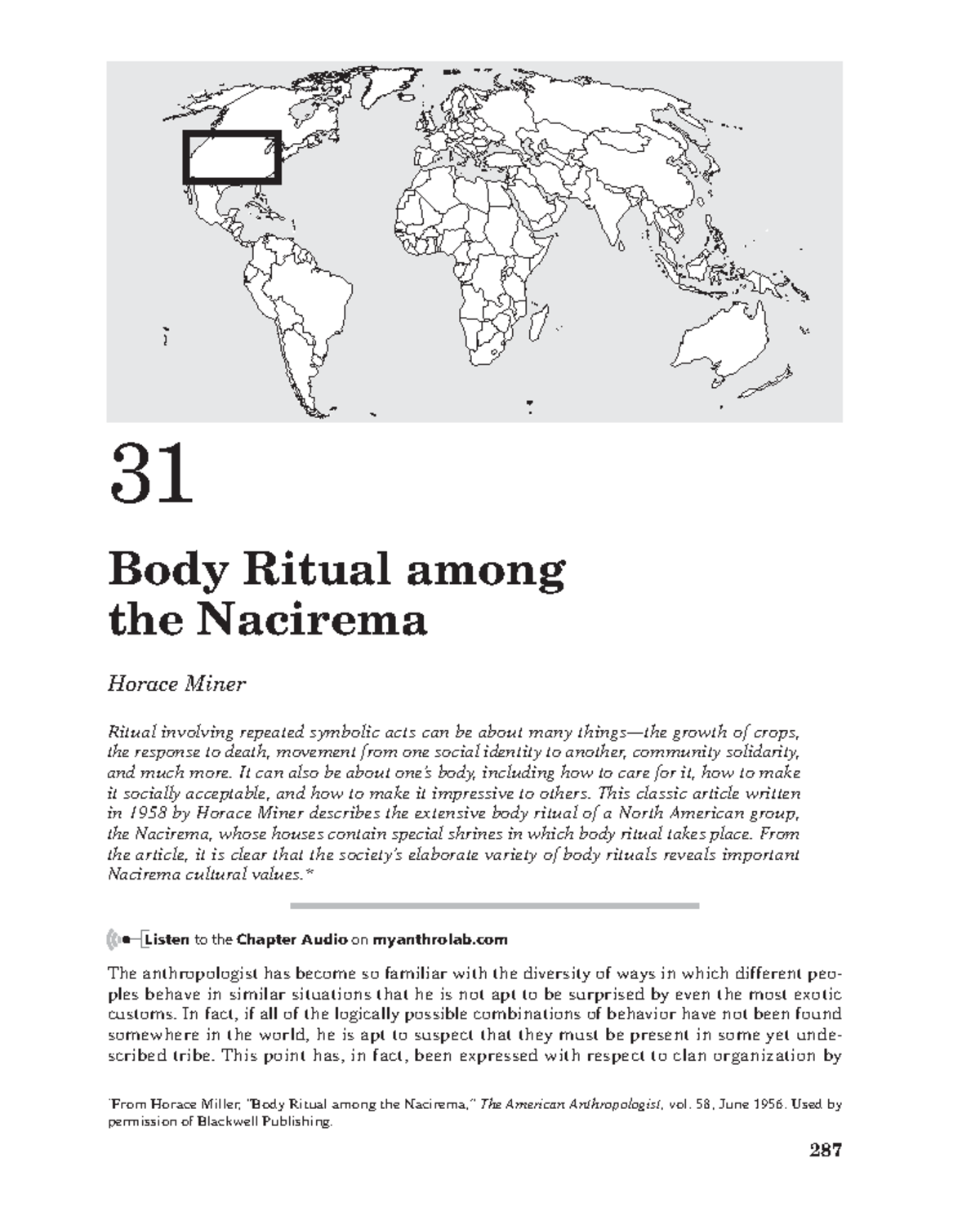 Body Ritual Among the Nacirema - 287 31 Body Ritual among the Nacirema ...