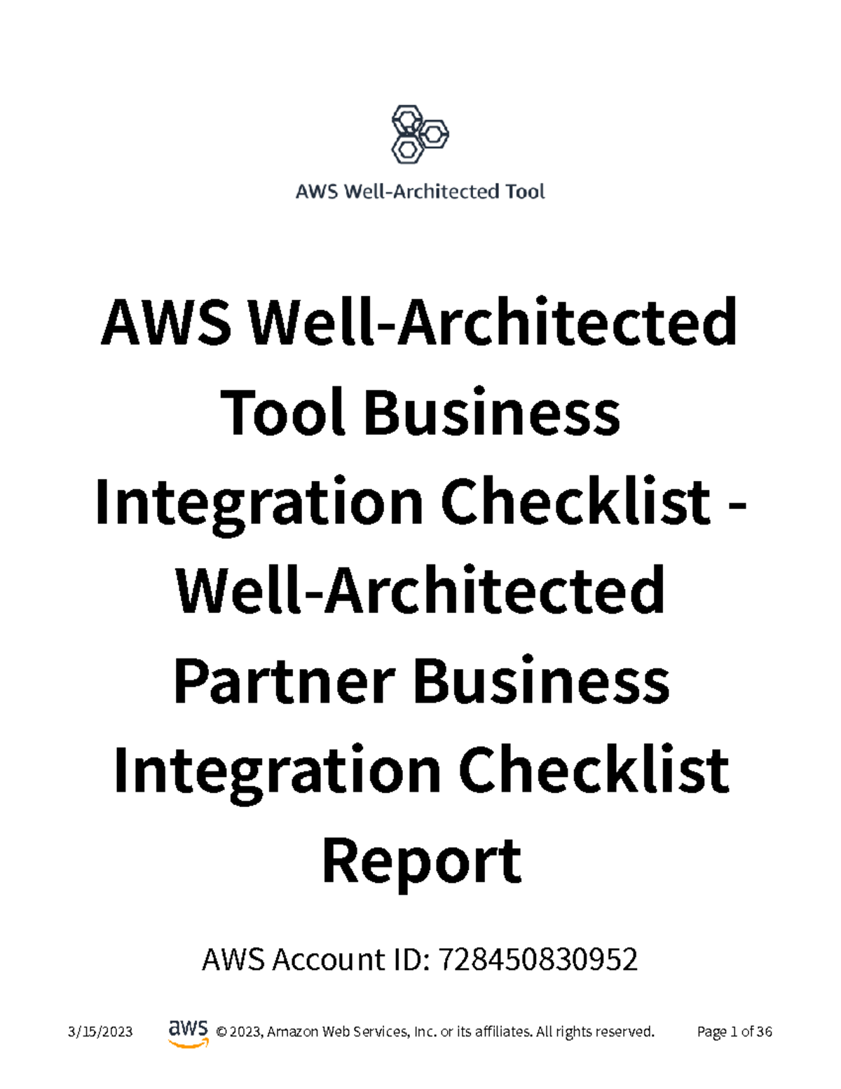 AWS Business Integration Checklist Report (2023) - Studocu