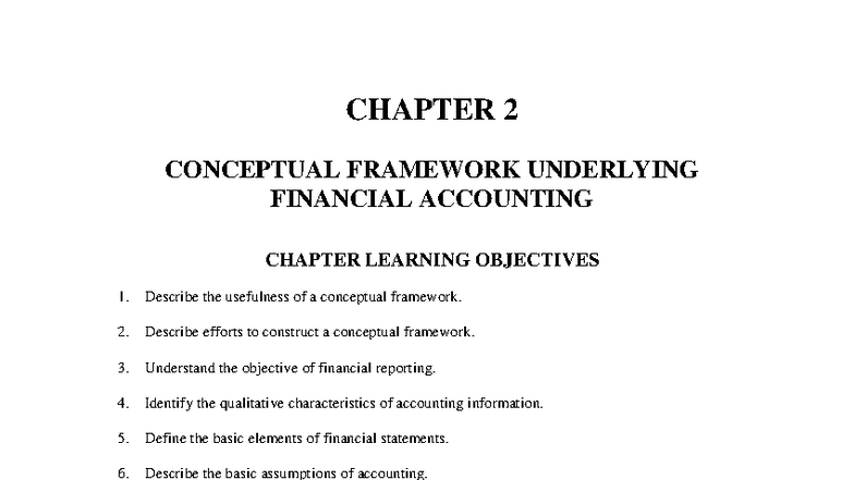 CH 02: Conceptual Framework in Financial Accounting - Test Bank - Studocu
