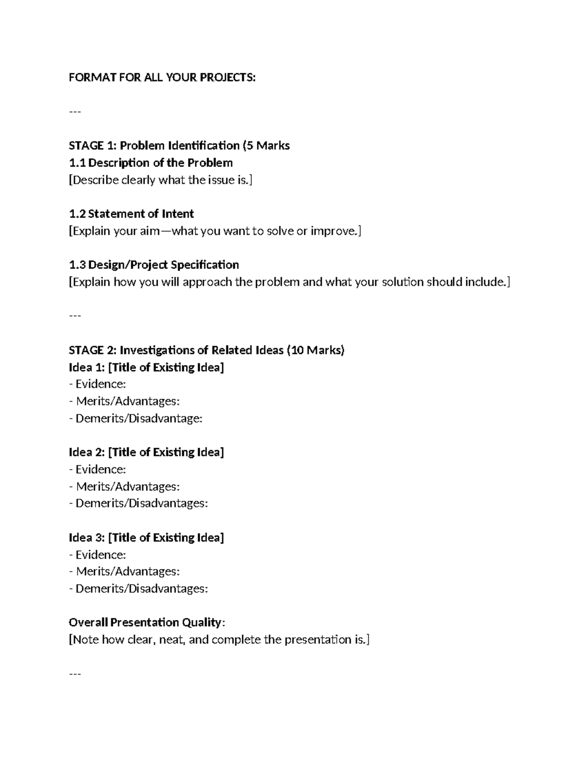 Project Format Guidelines: Problem Solving & Solutions - Studocu