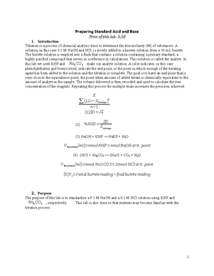 Lab report 1 Calibration of Volumetric Glassware - Calibration of ...