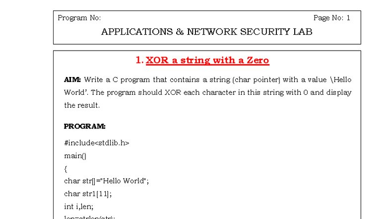 Applications of Network Security Lab (CNIS) - Programming Exercises ...
