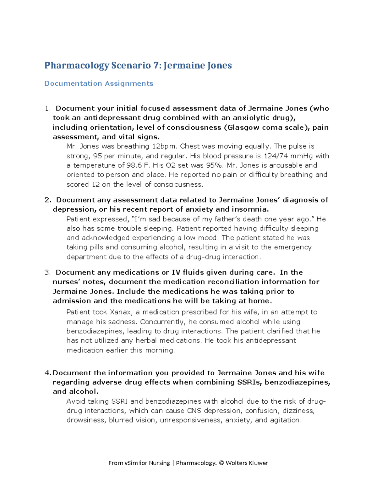 Pharmacology Scenario 7: Documentation Assignments for Jermaine Jones ...
