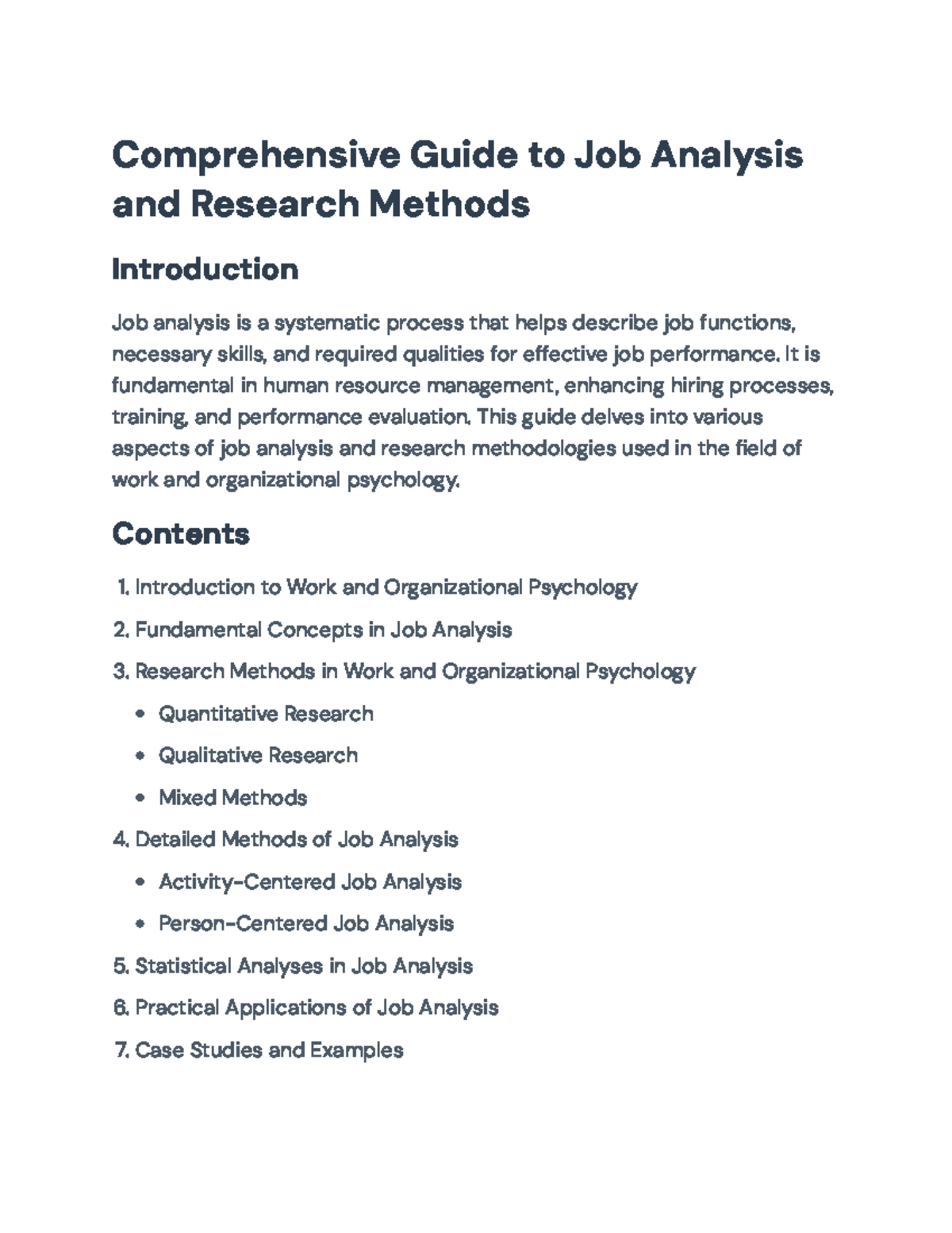 Comprehensive Guide to Job Analysis and Research Methods in Psychology ...