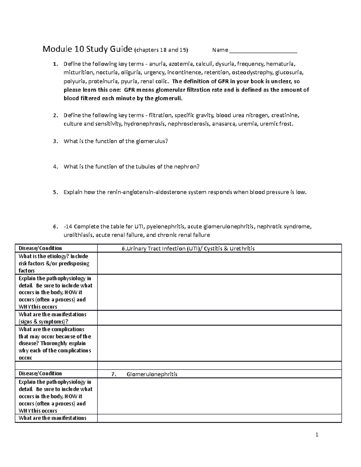 Module 10 Study Guide: Key Terms and Disease Conditions Analysis - Studocu