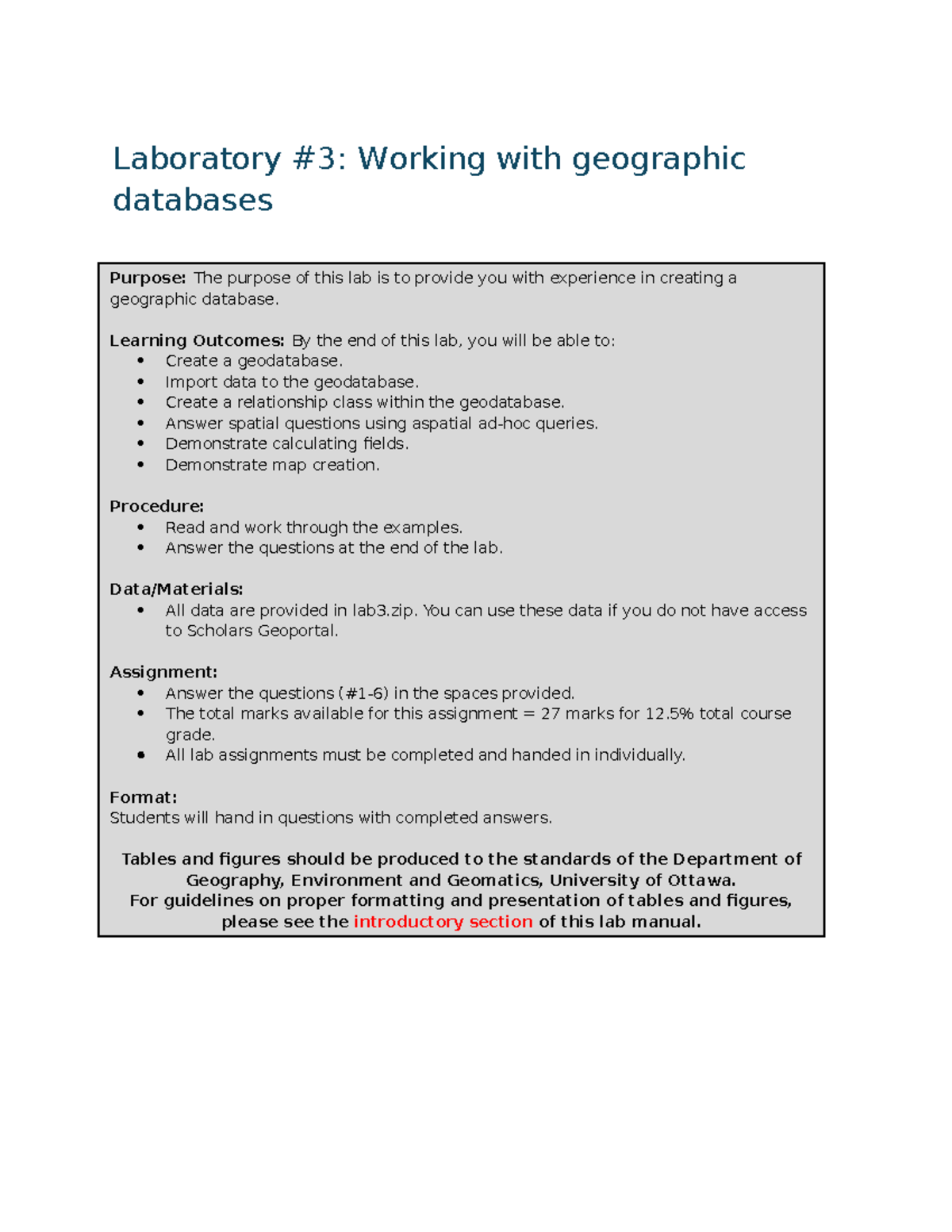 Lab-3-Manual - Lab-3-Manual - Laboratory #3: Working with geographic ...