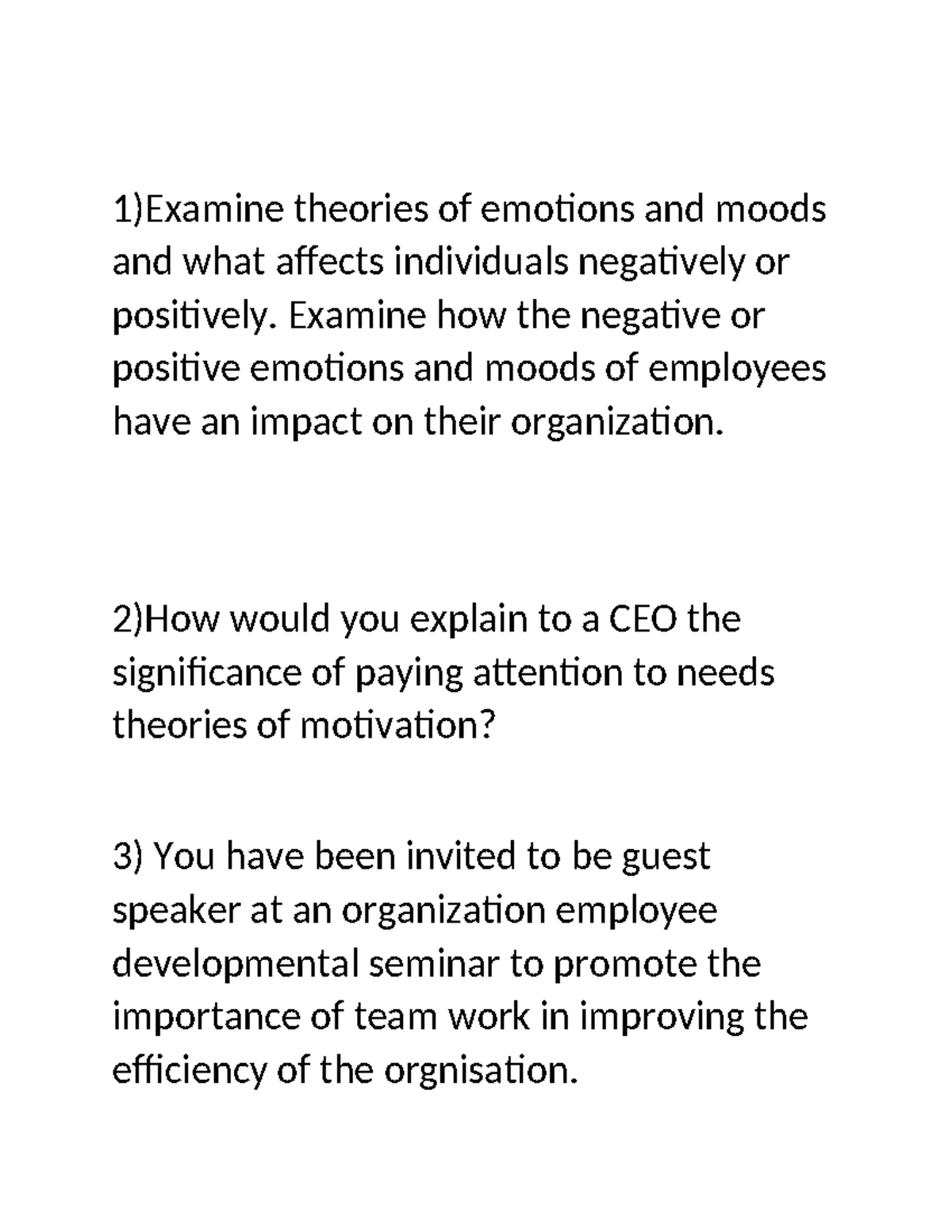 Practice NOV 2024 - 1)Examine theories of emotions and moods and what ...