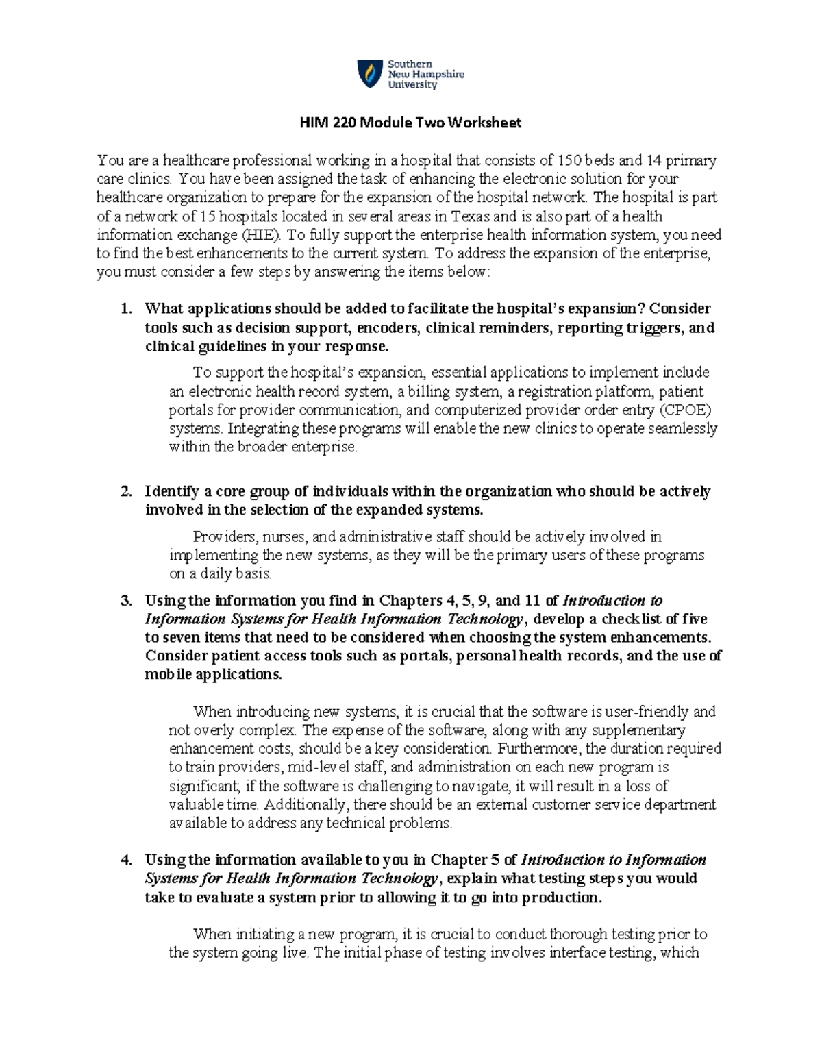 HIM 220 Module 2: Enhancing Healthcare IT Solutions - Studocu