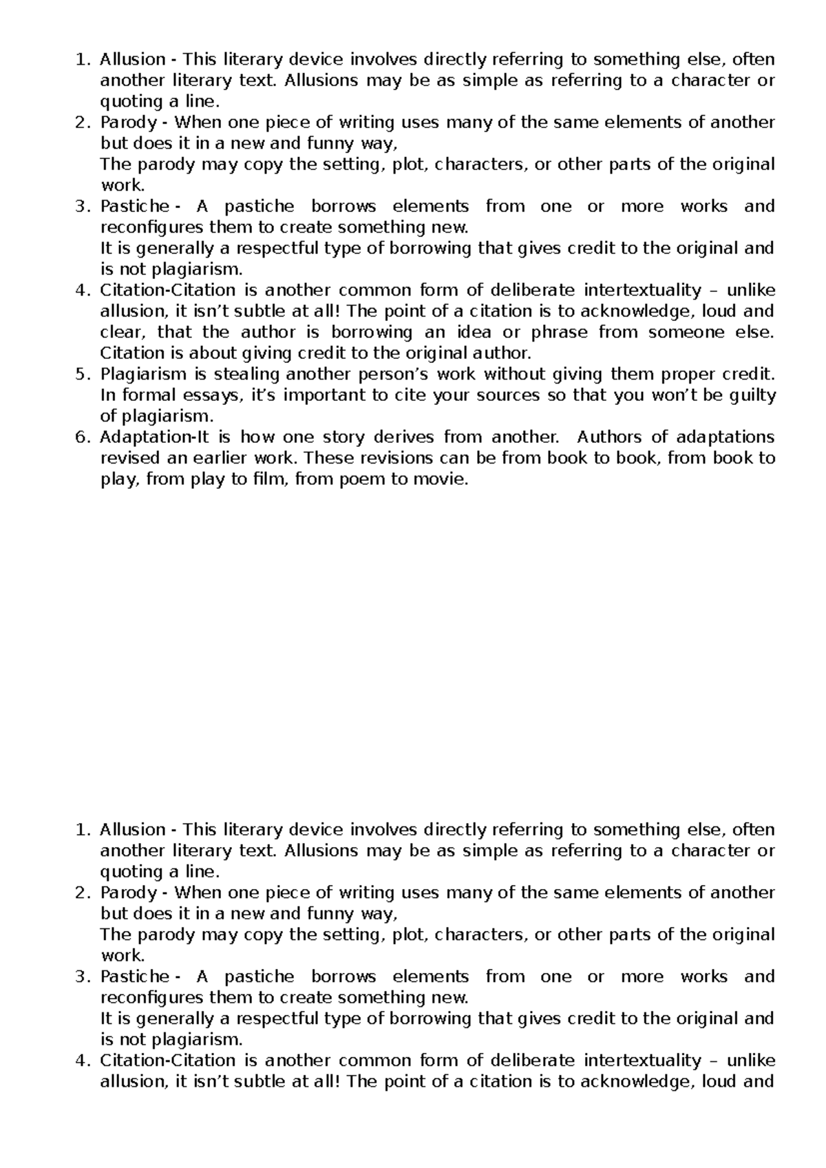 Handout cot - ENGLISH - Allusion - This literary device involves ...