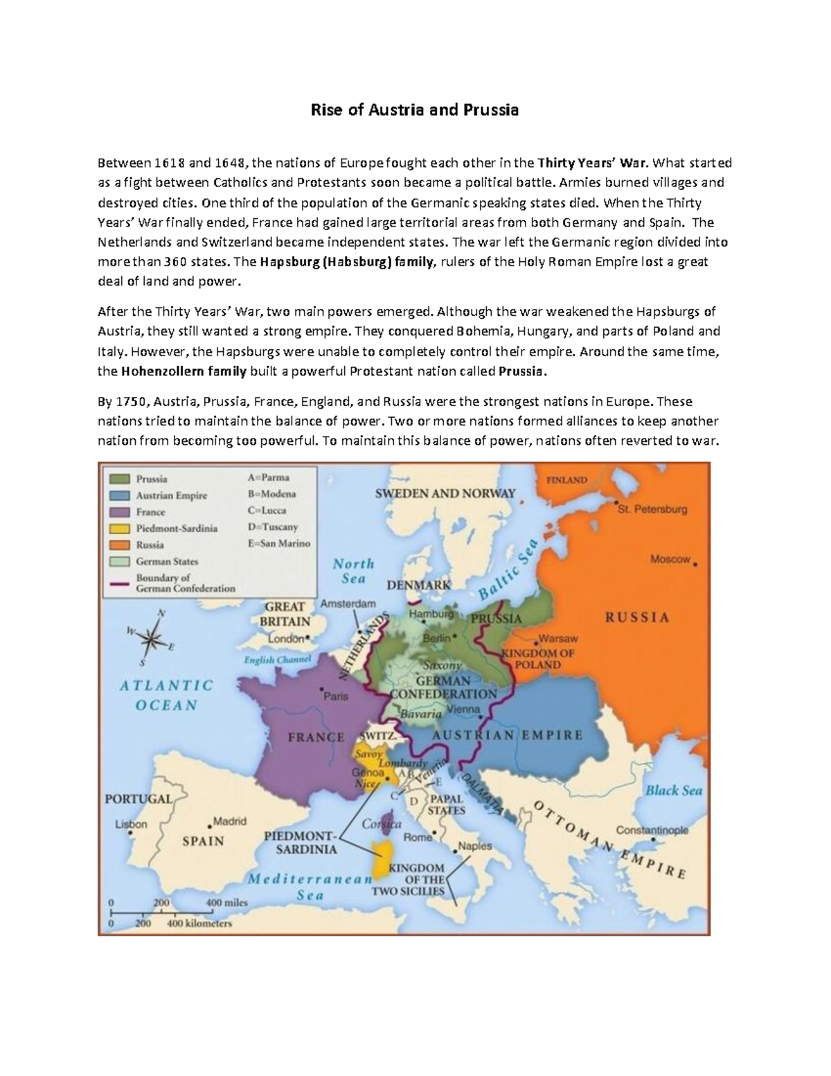 The Rise of Austria and Prussia: Key Developments from 1618-1750 - Studocu