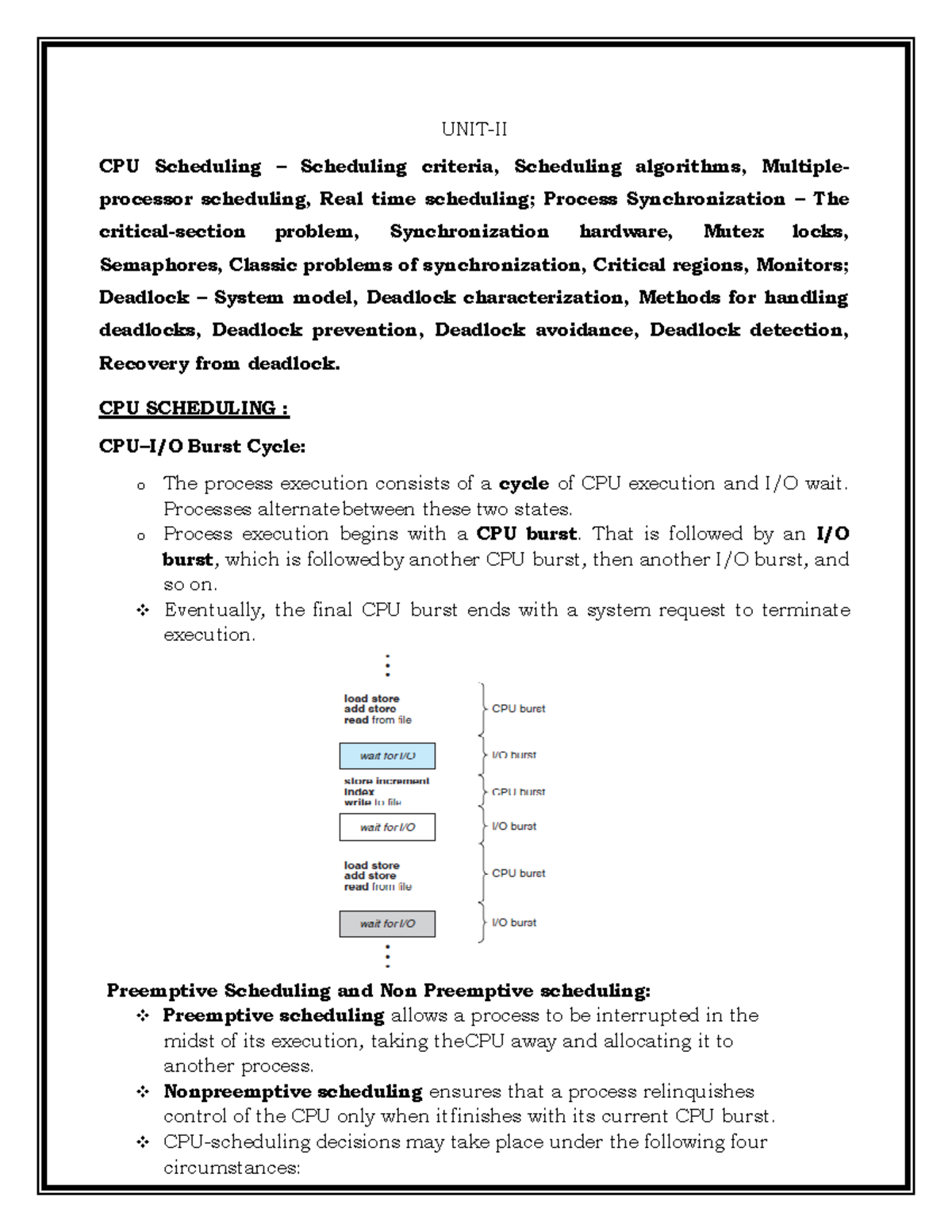 UNIT-II OS - UNIT-II CPU Scheduling – Scheduling criteria, Scheduling algorithms, Multiple ...