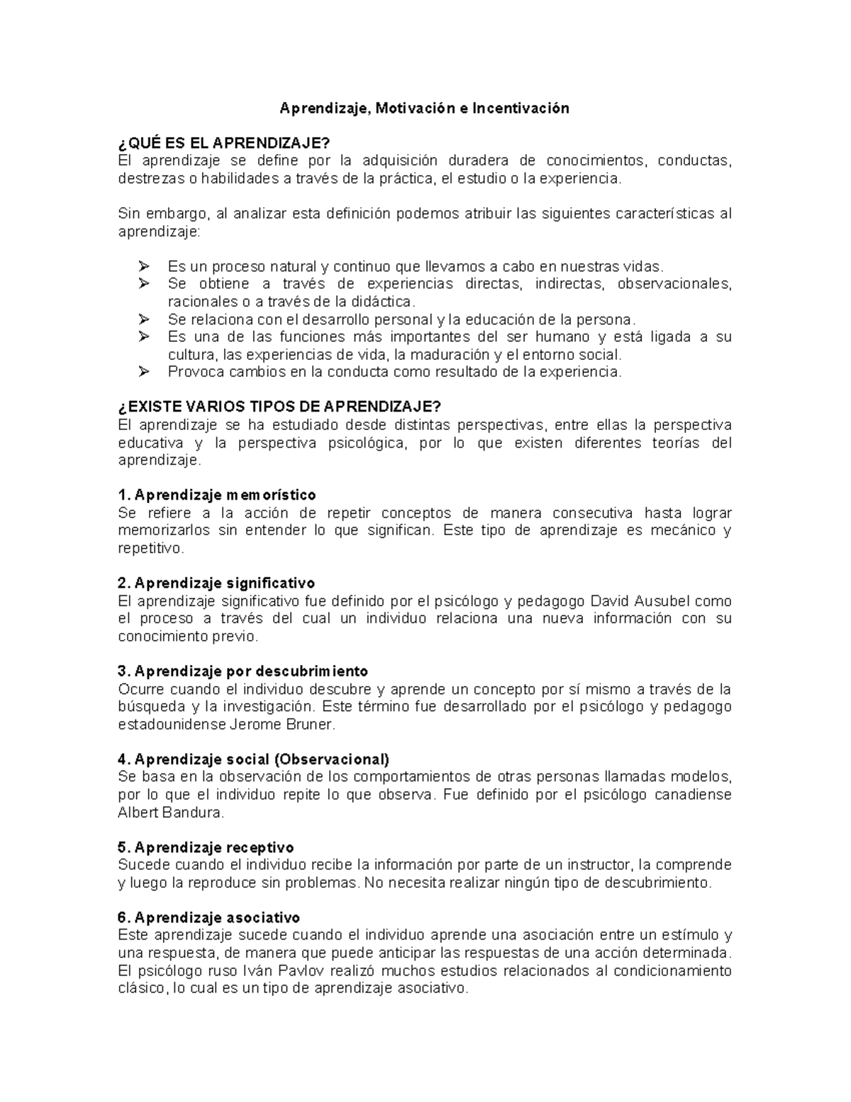 Aprendizaje, Motivación e Incentivación - Aprendizaje, Motivación e ...