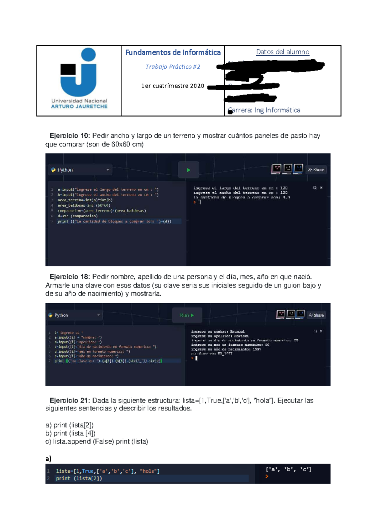 Fundamentos de Informática - Práctico 2 (2021) - Studocu