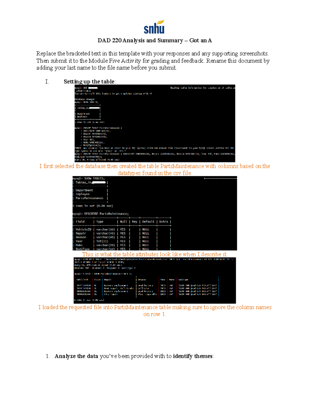 DAD 220 Module 5-2 Activity Analysis and Summary - Grade A - DAD 220 ...