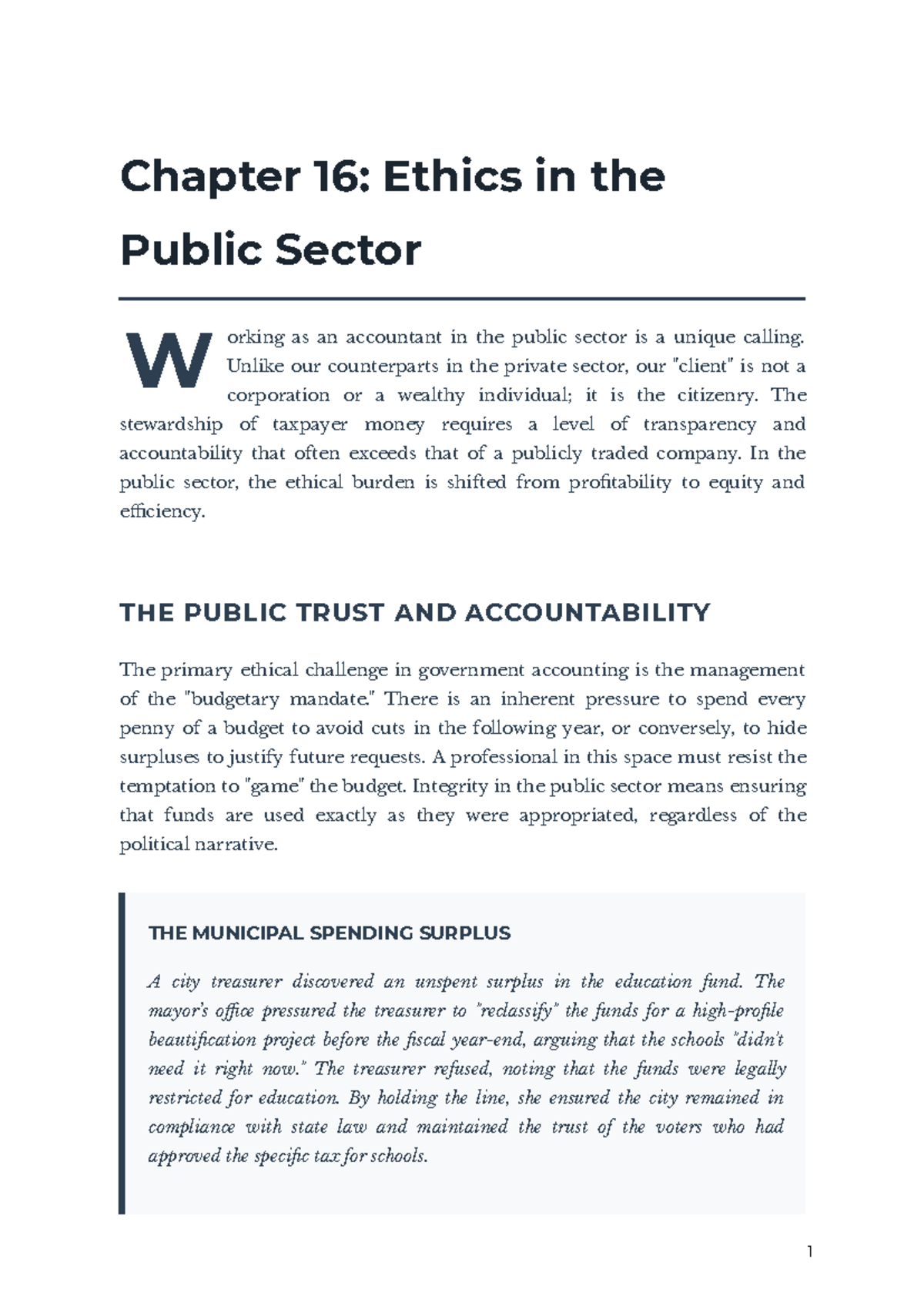 Chapter 16: Ethics in Public Sector Accounting (M9Ri Yze P 7Xb) - Studocu