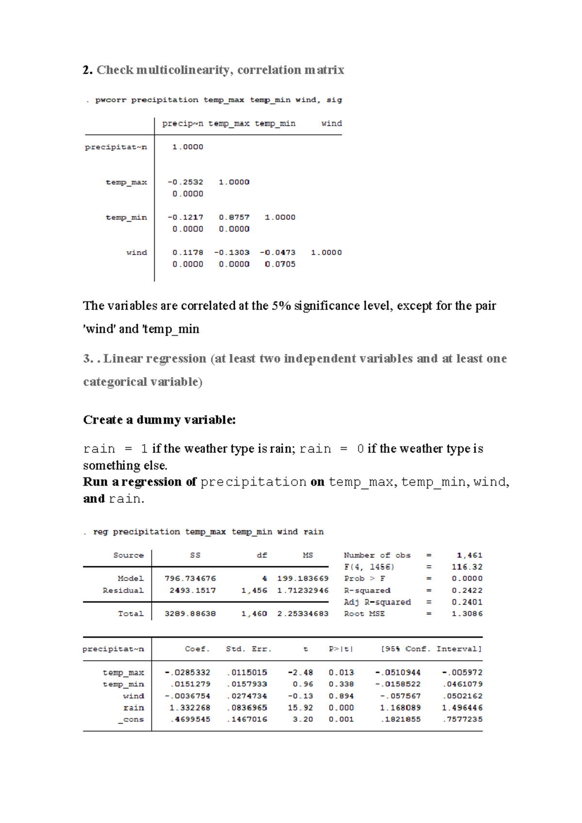 Regression Analysis of Weather Variables: Multicollinearity & Model Fit ...