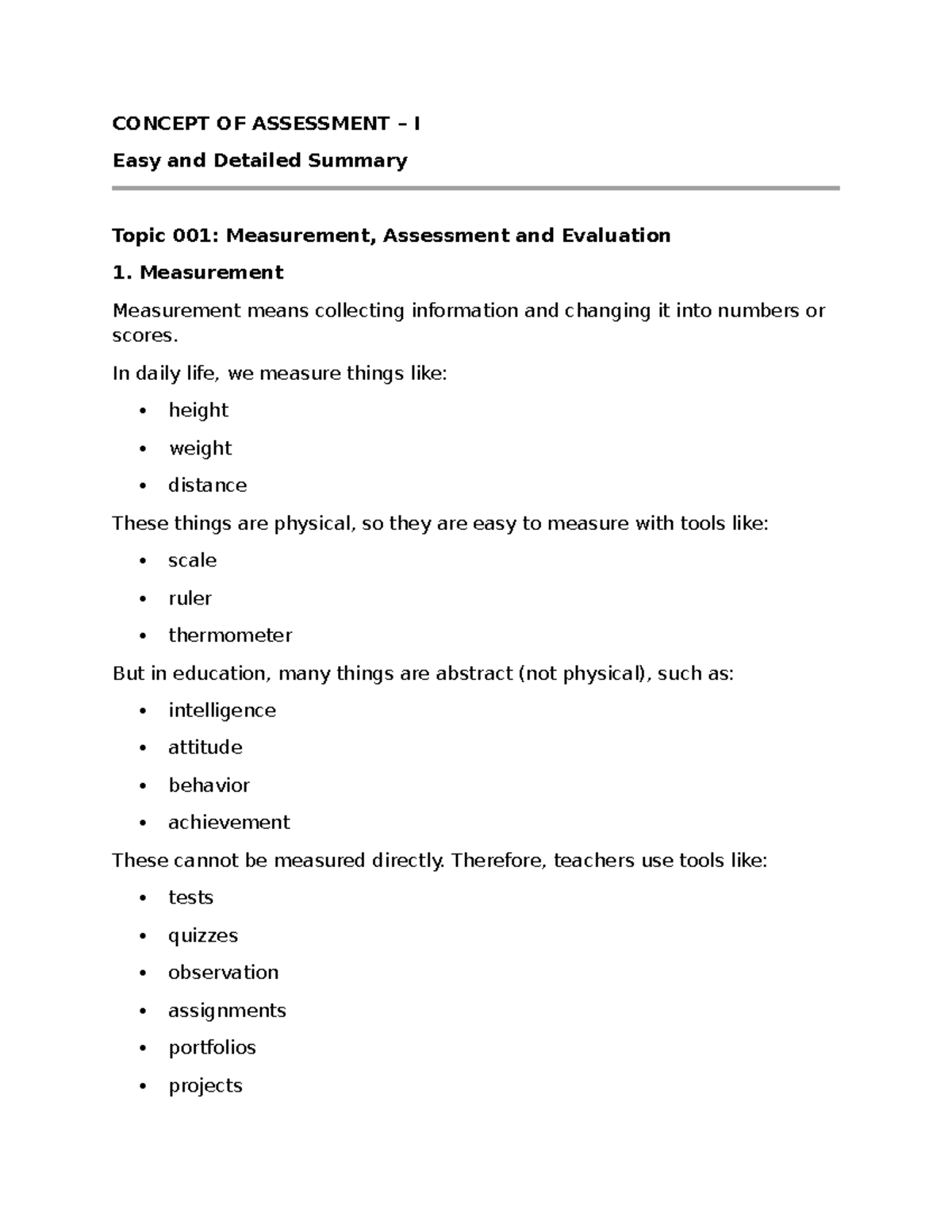 Assessment and Testing Notes: A Comprehensive Overview - Studocu