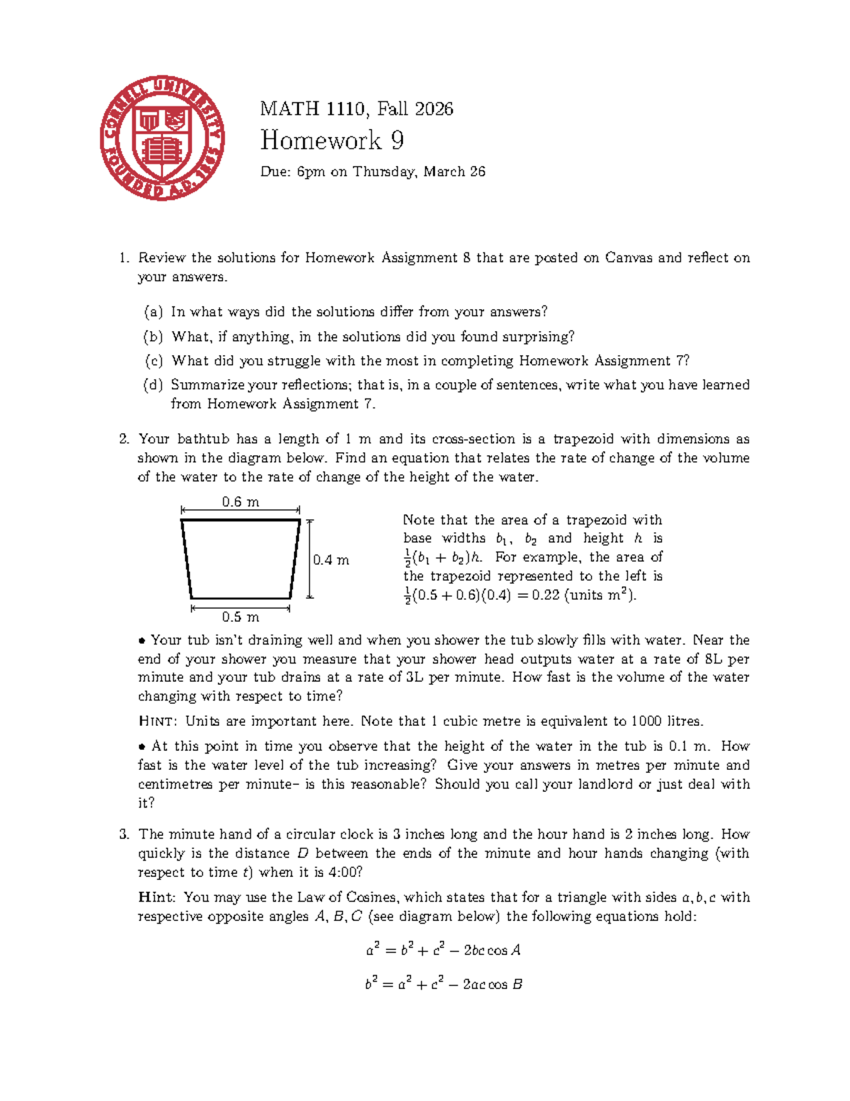 MATH Fall 2026 Homework 9 Solutions and Reflections - Studocu