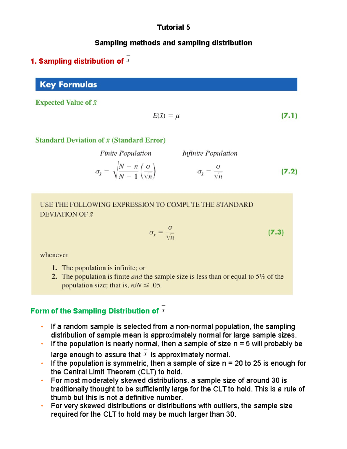 2024 Solution Tutorial 5 - Tutorial 5 Sampling methods and sampling ...