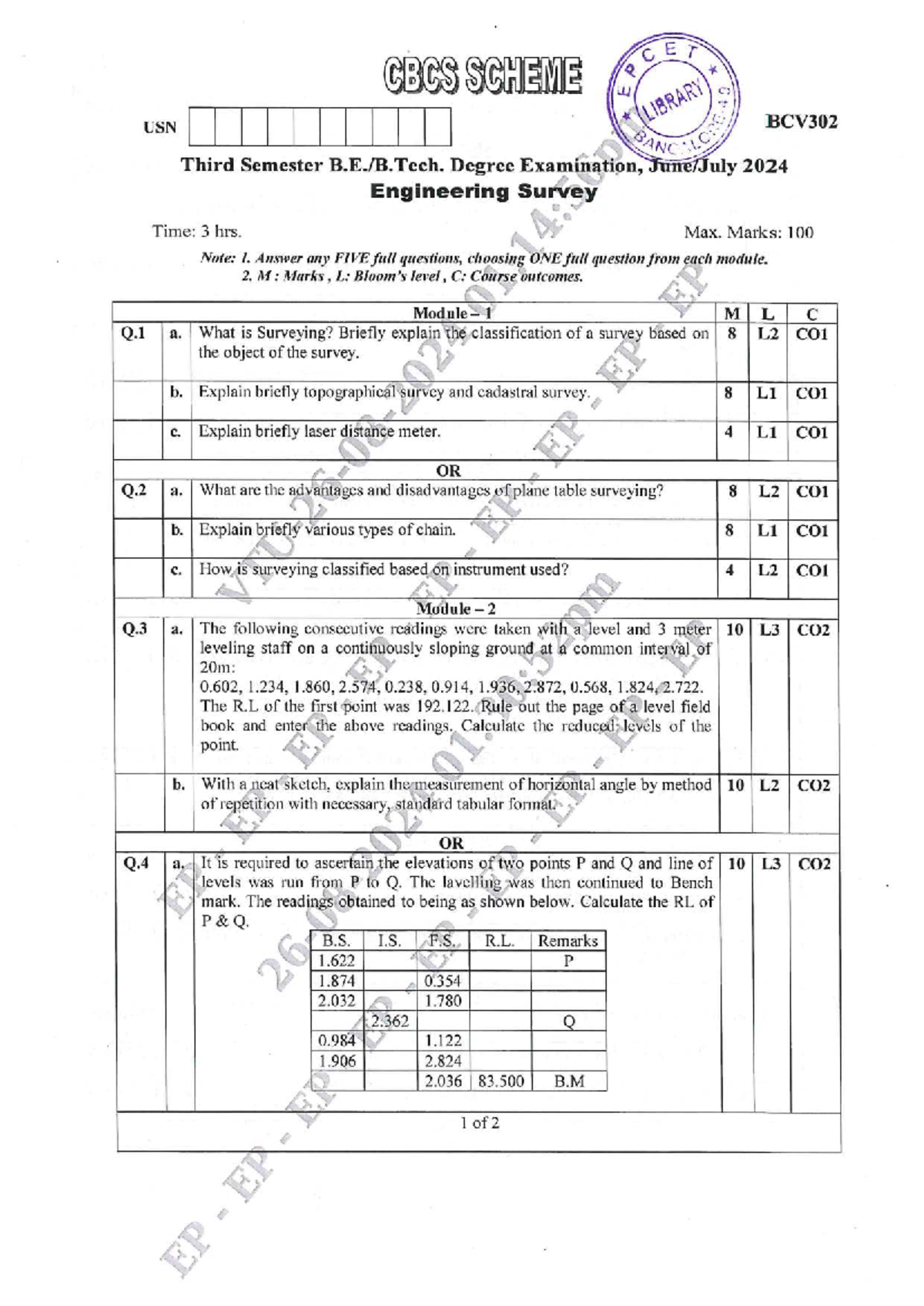 BCV302 Engineering Survey PYQ - June/July 2024 Exam - Studocu