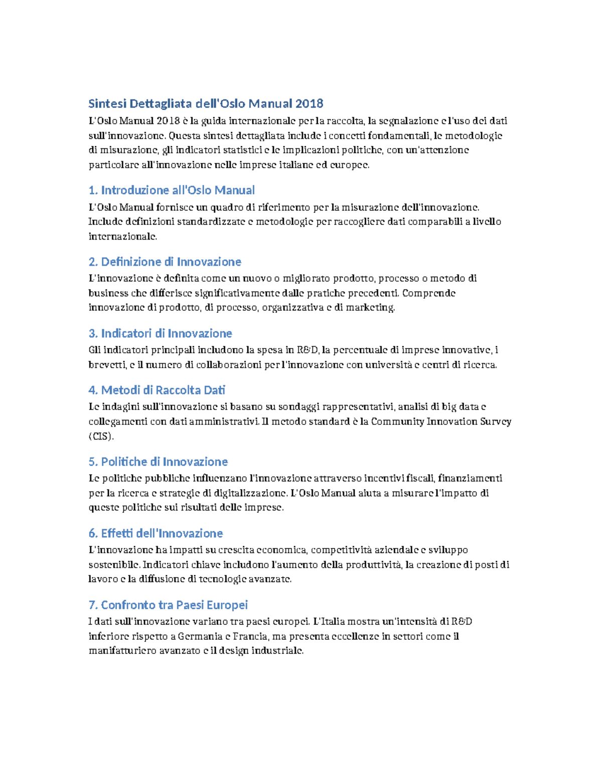 Sintesi Dettagliata dell'Oslo Manual 2018: Innovazione e Metodologie ...