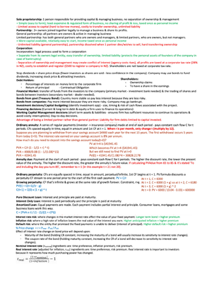 Bsns114 cheat sheet - TOPIC 1: introduction What is Finance? Decision ...