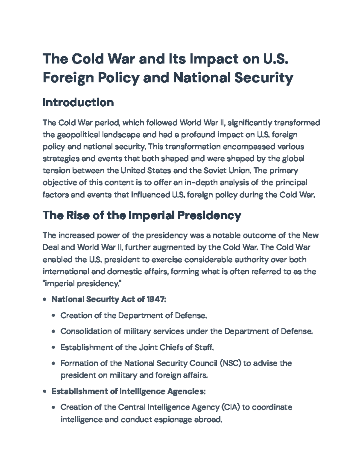 U.S. Foreign Policy During the Cold War: Key Events and Strategies ...