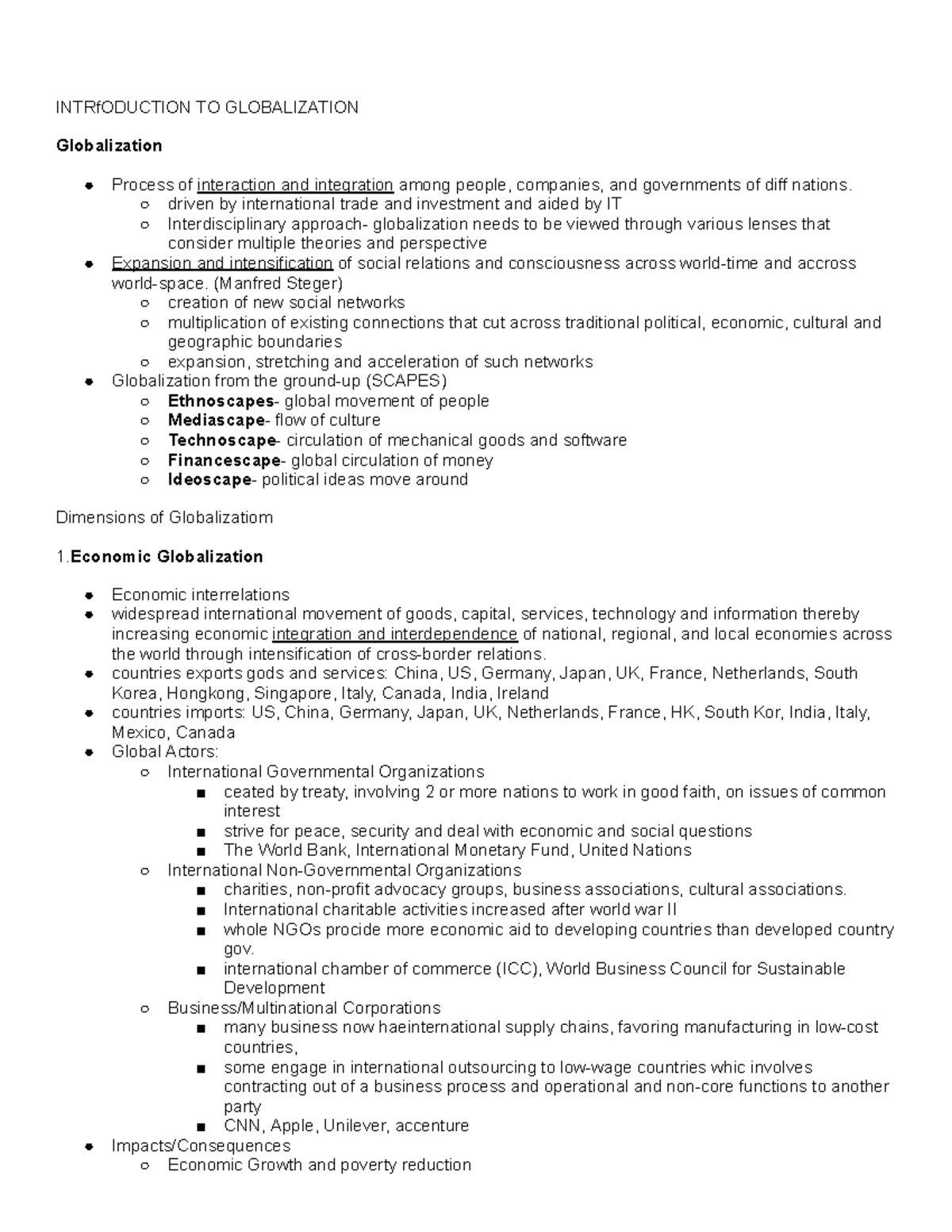 GE 3 - Introduction to Globalization: Key Concepts and Dimensions - Studocu
