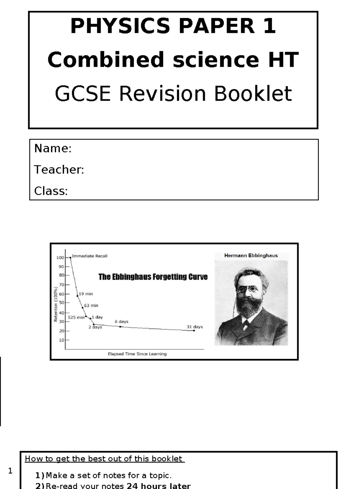GCSE Physics Paper 1 Revision: Updated 2023 Combined Science - Studocu